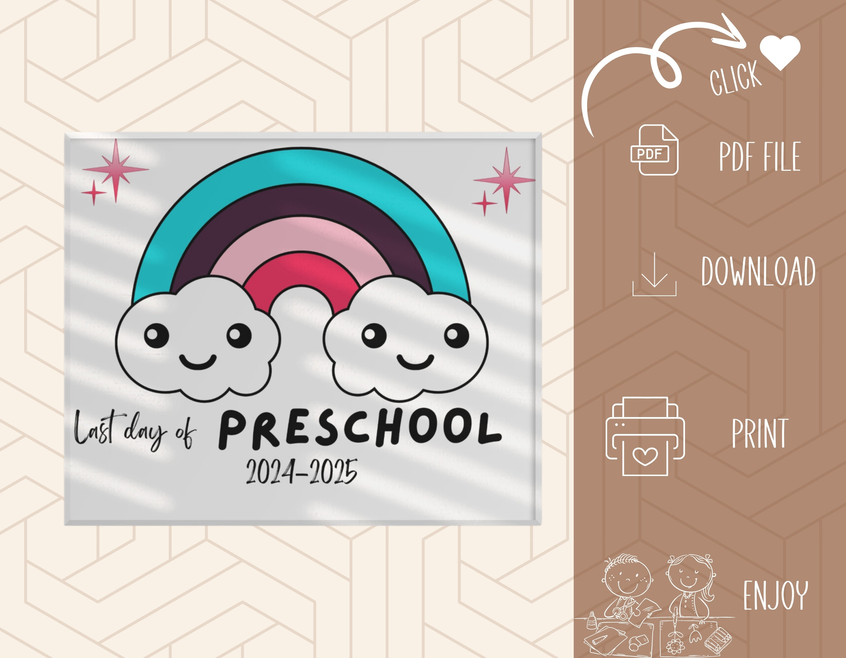 First Day of Preschool Printable Sign, Last Day of Preschool Sign Set ...