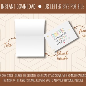 Teacher Thank You Card- Thank You for Being Part of Our Story Printable ...