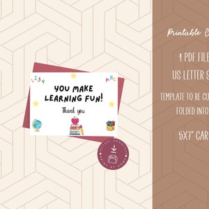 Thank You Teacher Card Printable, Teacher Appreciation Card ...