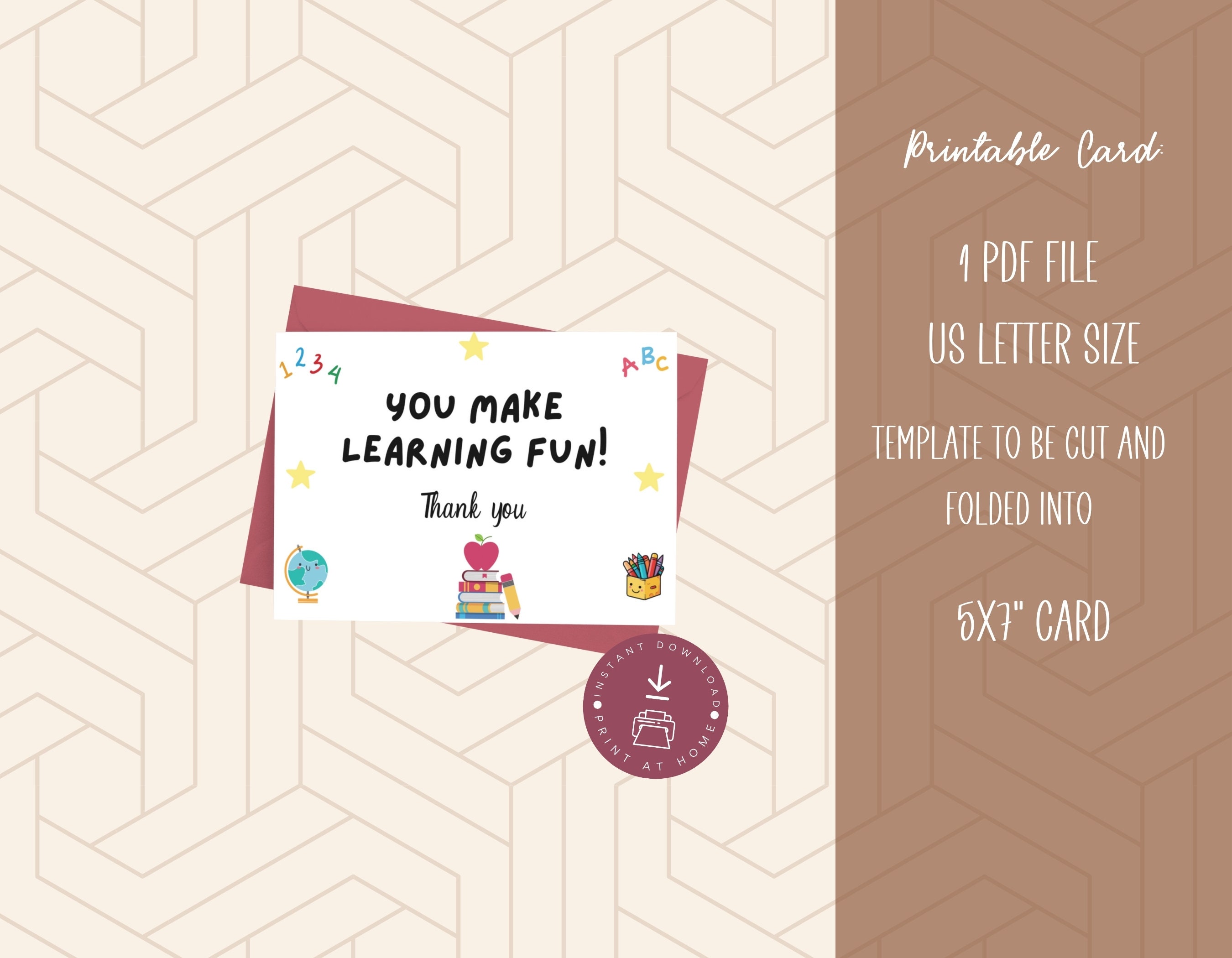 Thank You Teacher Card Printable, Teacher Appreciation Card ...