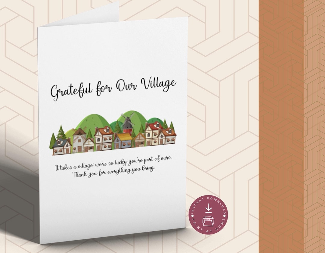 It Takes a Village Thank You Card, Grateful for Our Village, Teacher ...