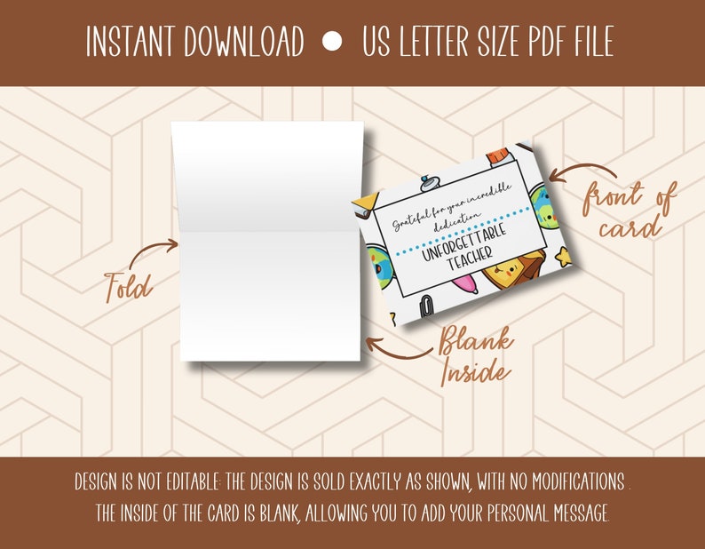 Teacher Thank You Card Printable, Elementary Teacher Card, TA Card, End ...