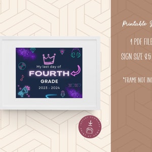 Printable My Last Day of Fourth Grade 2023-2024 Sign Poster, 4th Grade ...