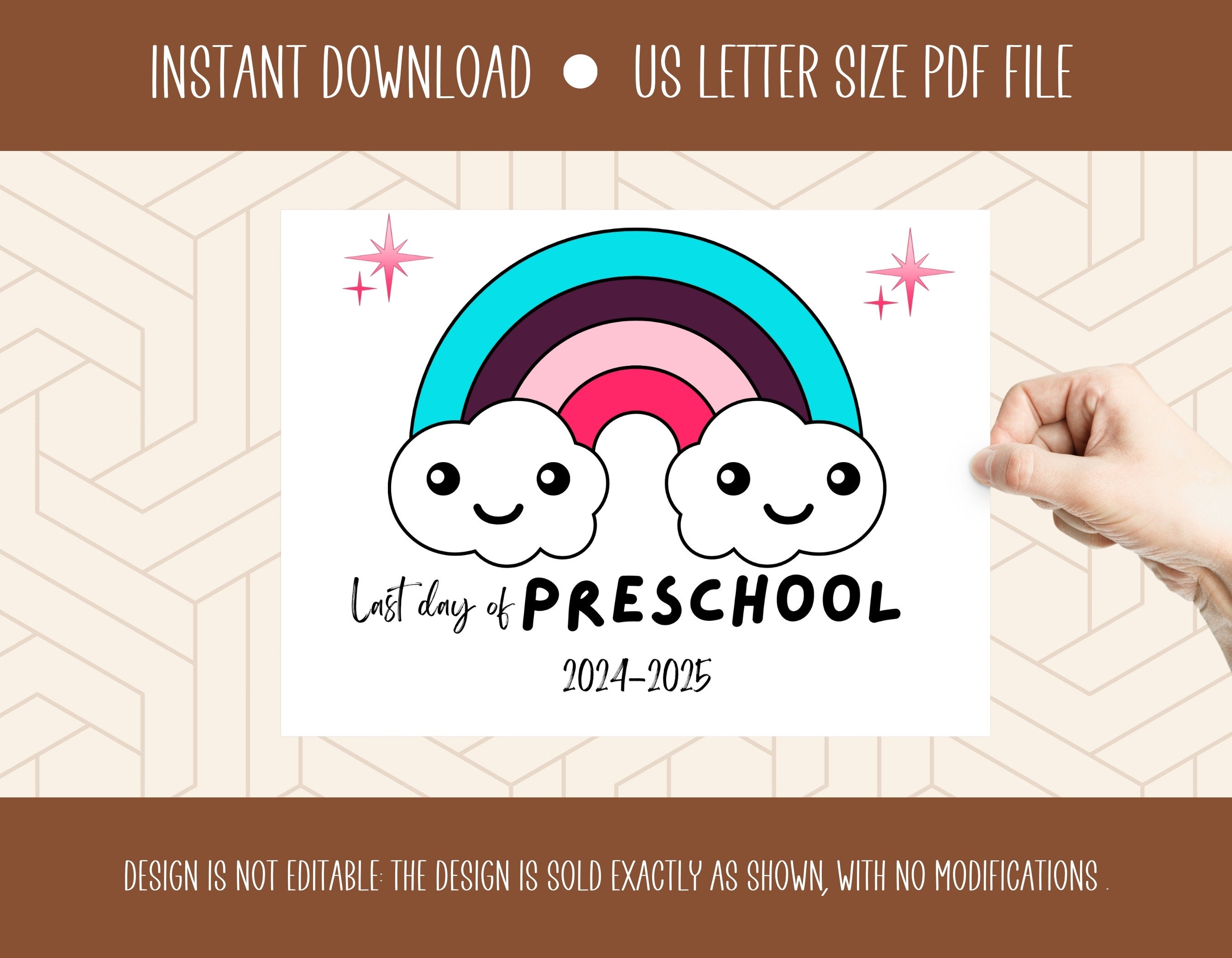 First Day of Preschool Printable Sign, Last Day of Preschool Sign Set ...