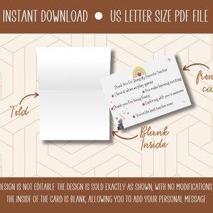 Teacher Thank You Card Printable, Favorite Teacher Appreciation Card ...