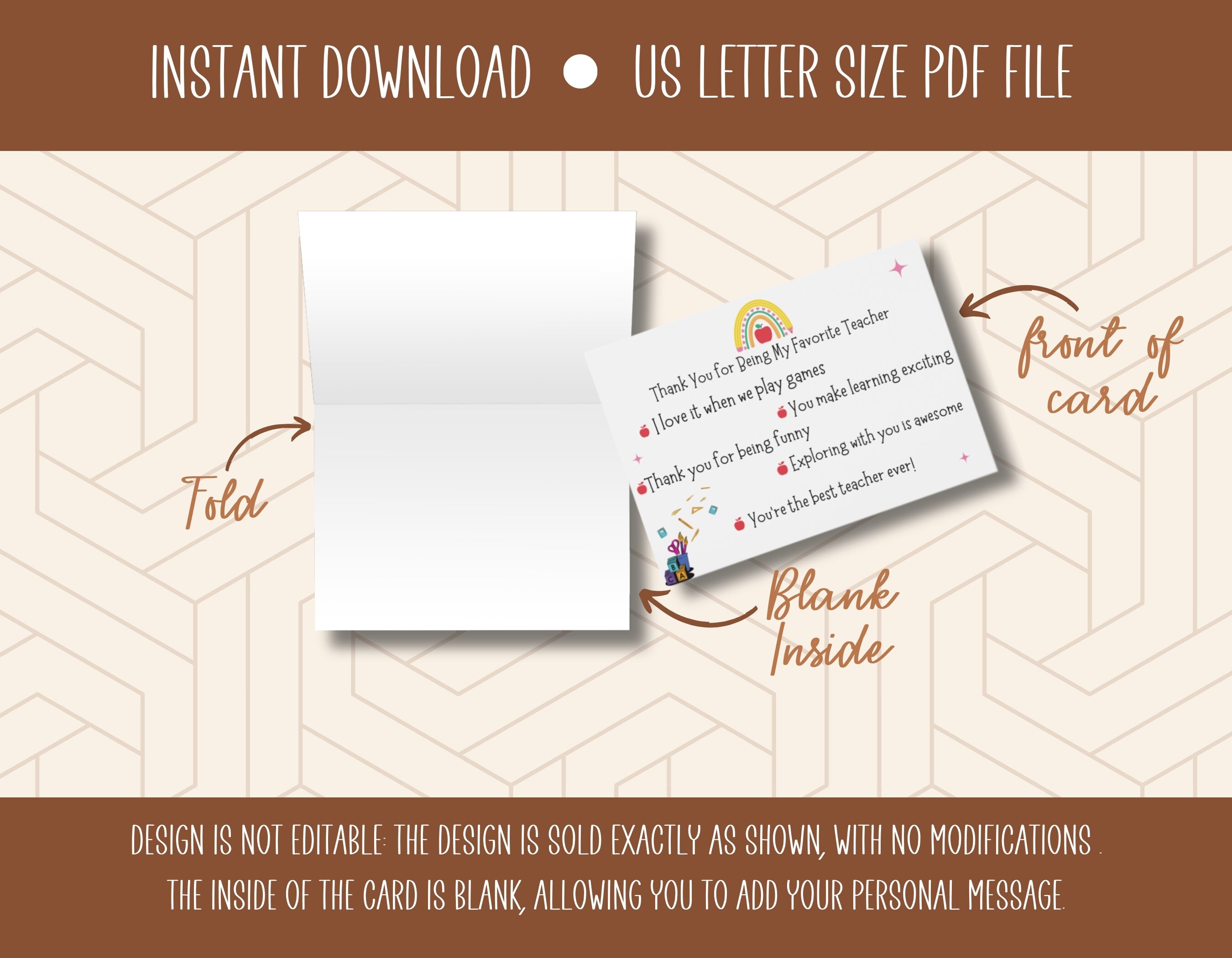 Teacher Thank You Card Printable, Favorite Teacher Appreciation Card ...