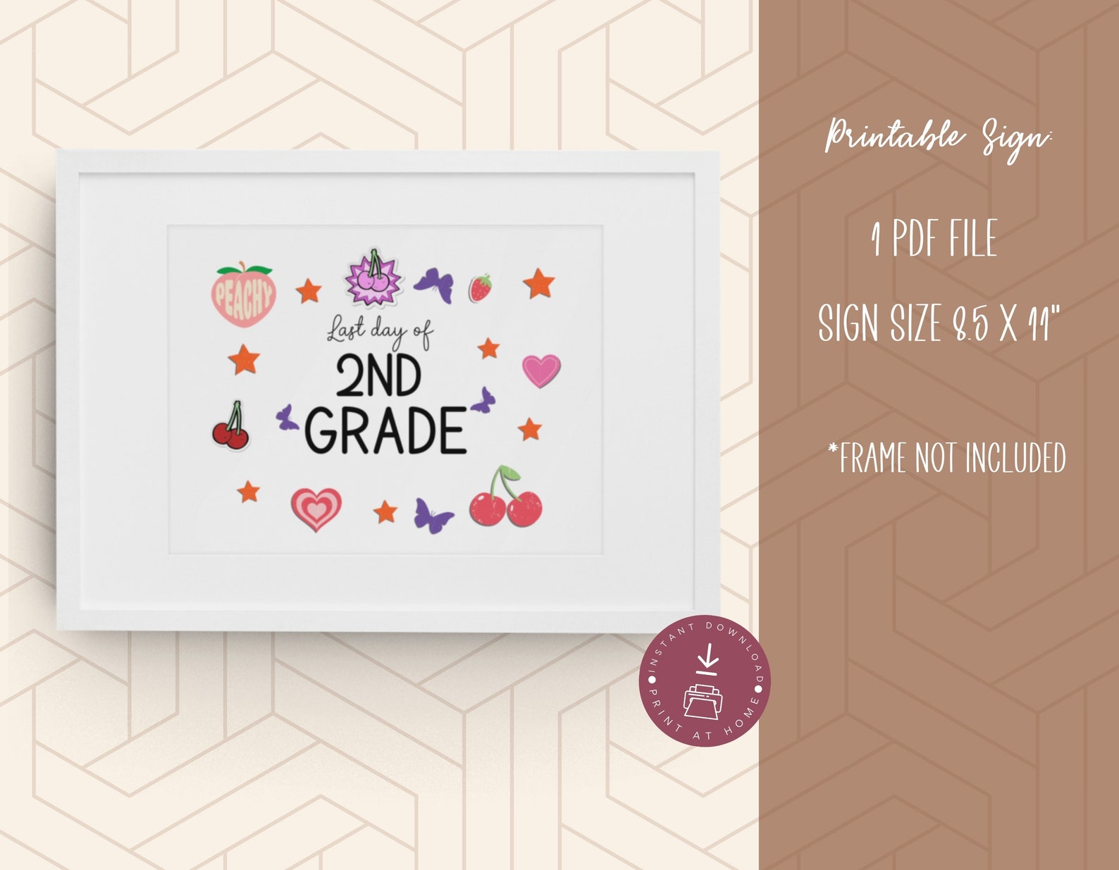 Last Day of 2nd Grade Sign Printable, Second Grade Poster, Photo Prop ...