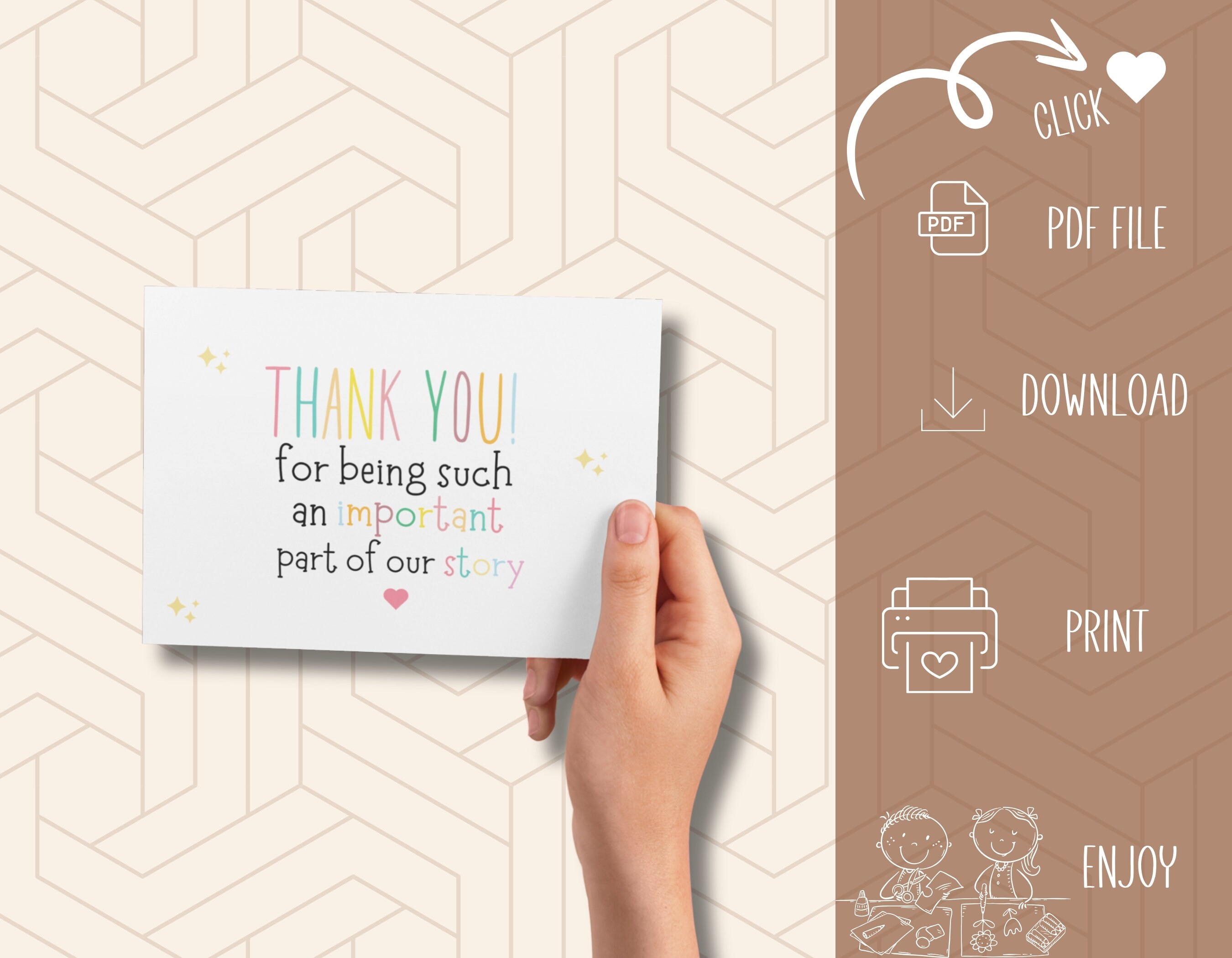 Teacher Thank You Card Thank You for Being Part of Our Story Printable ...