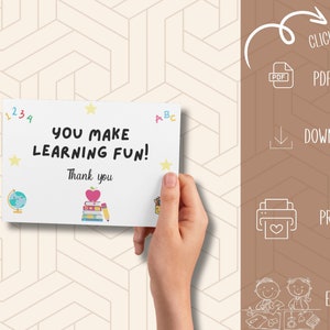 Thank You Teacher Card Printable, Teacher Appreciation Card ...