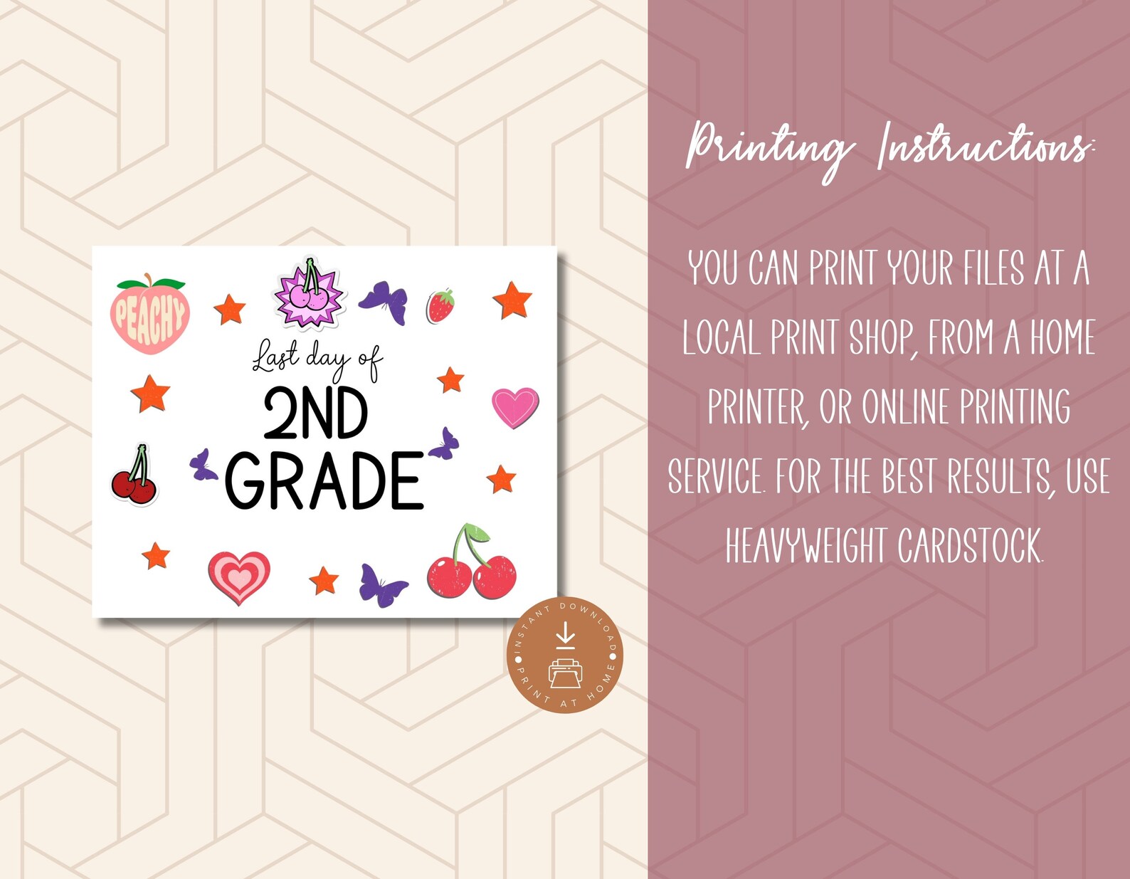 Last Day of 2nd Grade Sign Printable, Second Grade Poster, Photo Prop ...