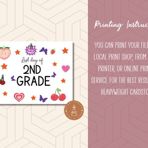 Last Day of 2nd Grade Sign Printable, Second Grade Poster, Photo Prop ...