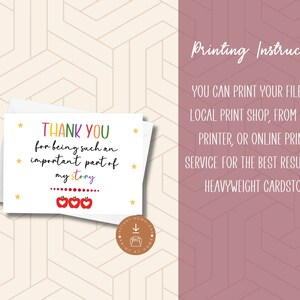 Teacher Thank You Card- Thank You for Being Part of My Story Printable ...