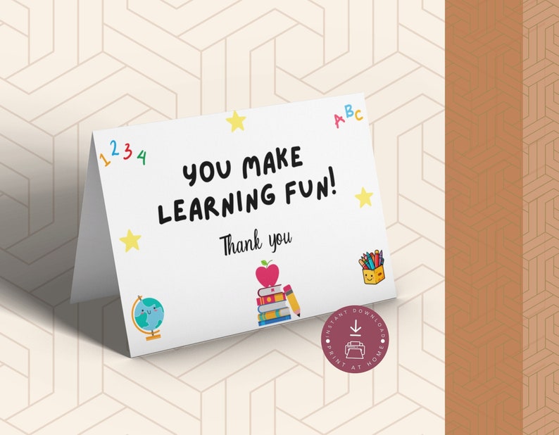 Thank You Teacher Card Printable, Teacher Appreciation Card ...