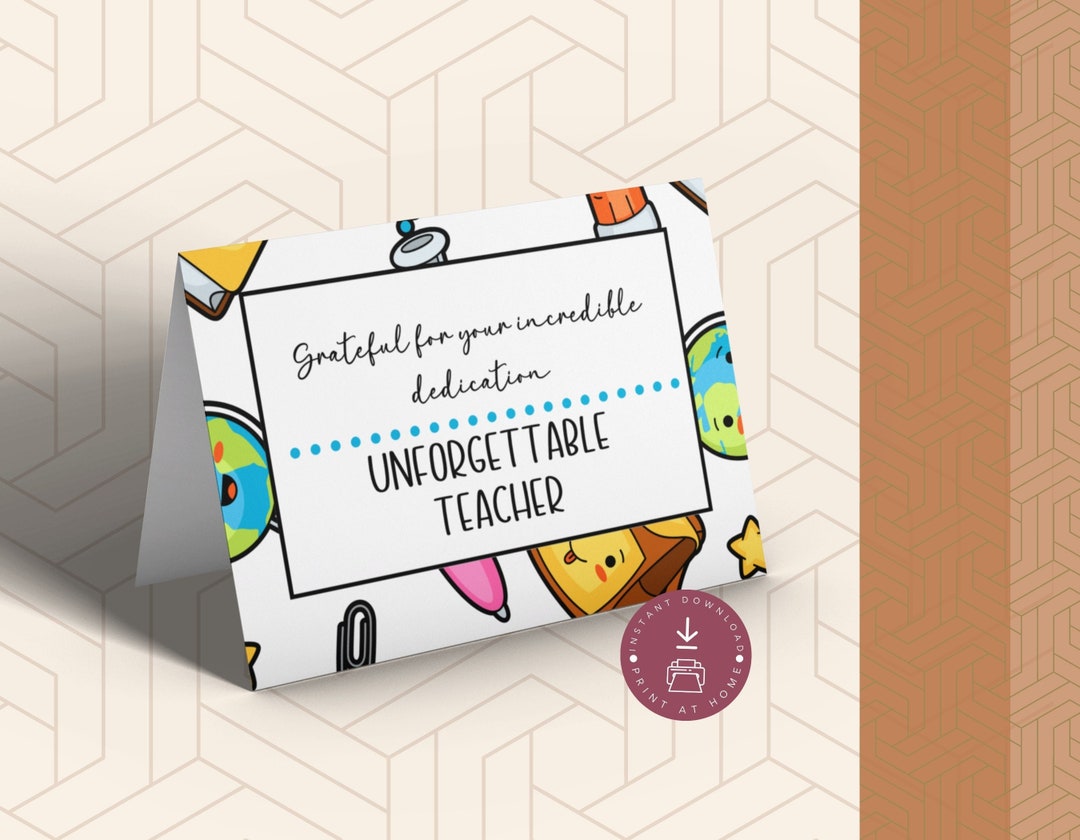 Teacher Thank You Card Printable, Elementary Teacher Card, TA Card, End ...