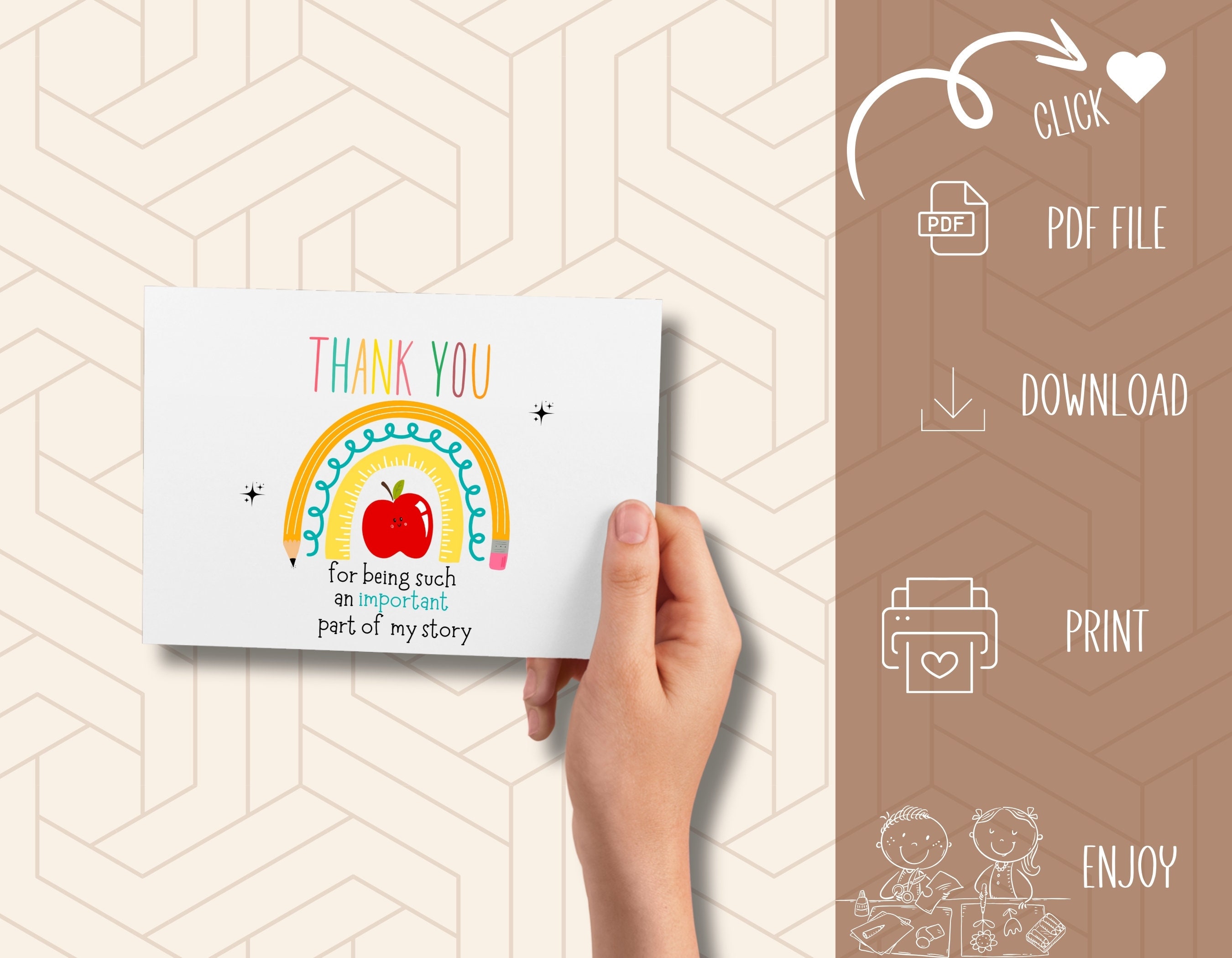 Teacher Thank You Card Thank You for Being Part of My Story Printable ...