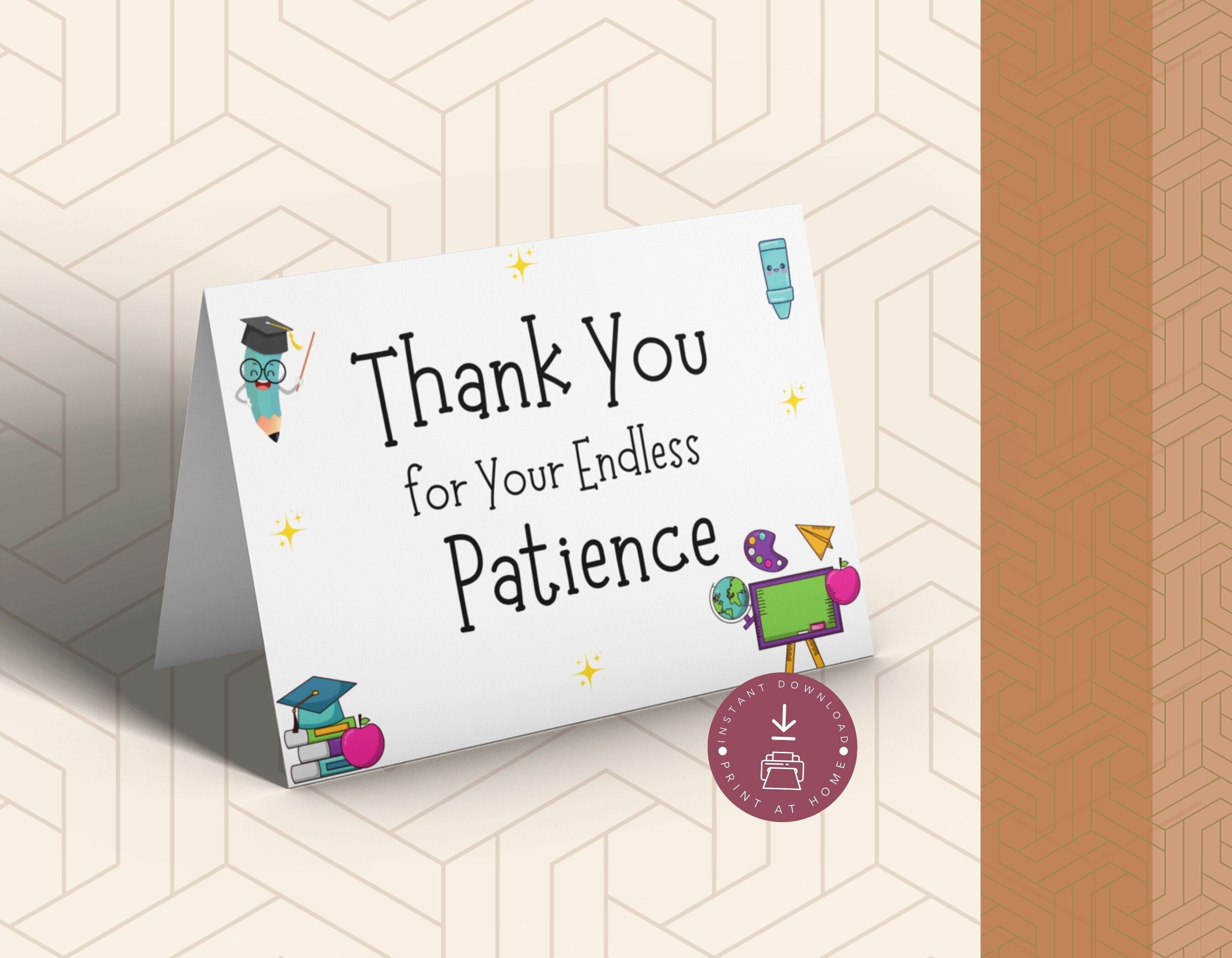 Teacher Thank You Card, Teacher Appreciation Card, Printable Card, Gift ...