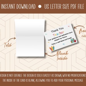Thank You Teacher Card Printable, Teacher Appreciation Card ...