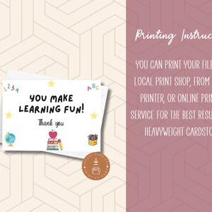 Thank You Teacher Card Printable, Teacher Appreciation Card ...