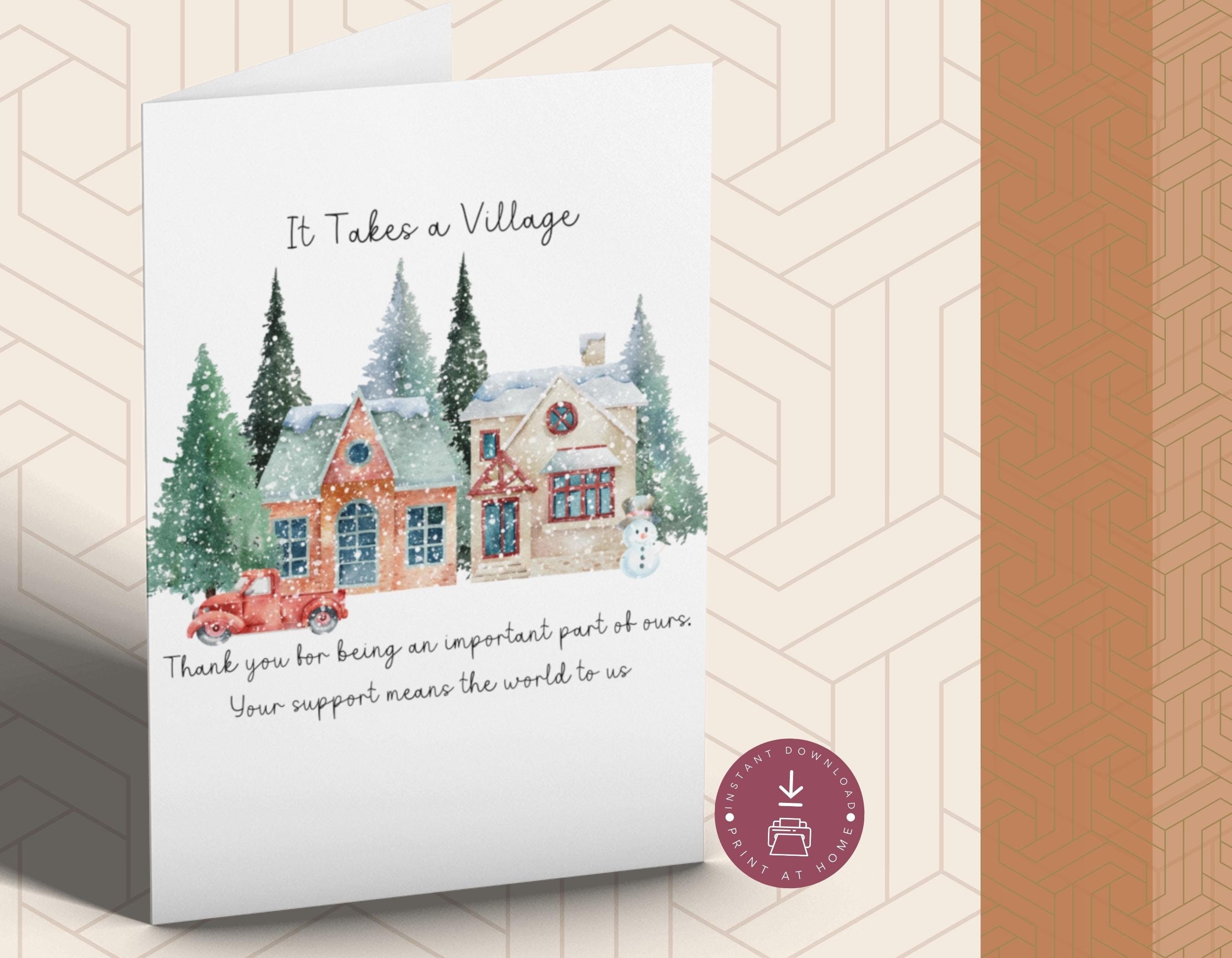 It Takes a Village Thank You Card, Teacher Appreciation Card, Teacher ...