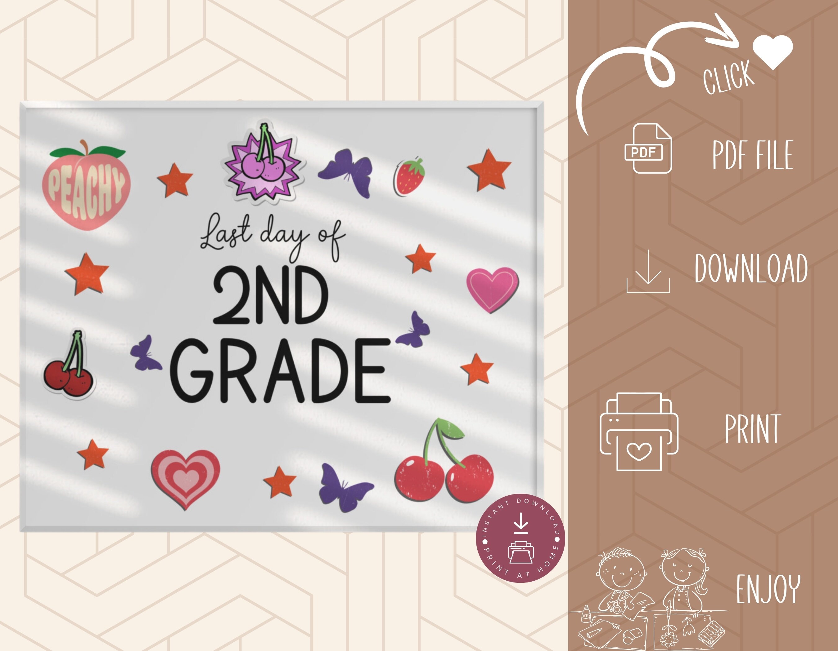 Last Day of 2nd Grade Sign Printable, Second Grade Poster, Photo Prop ...