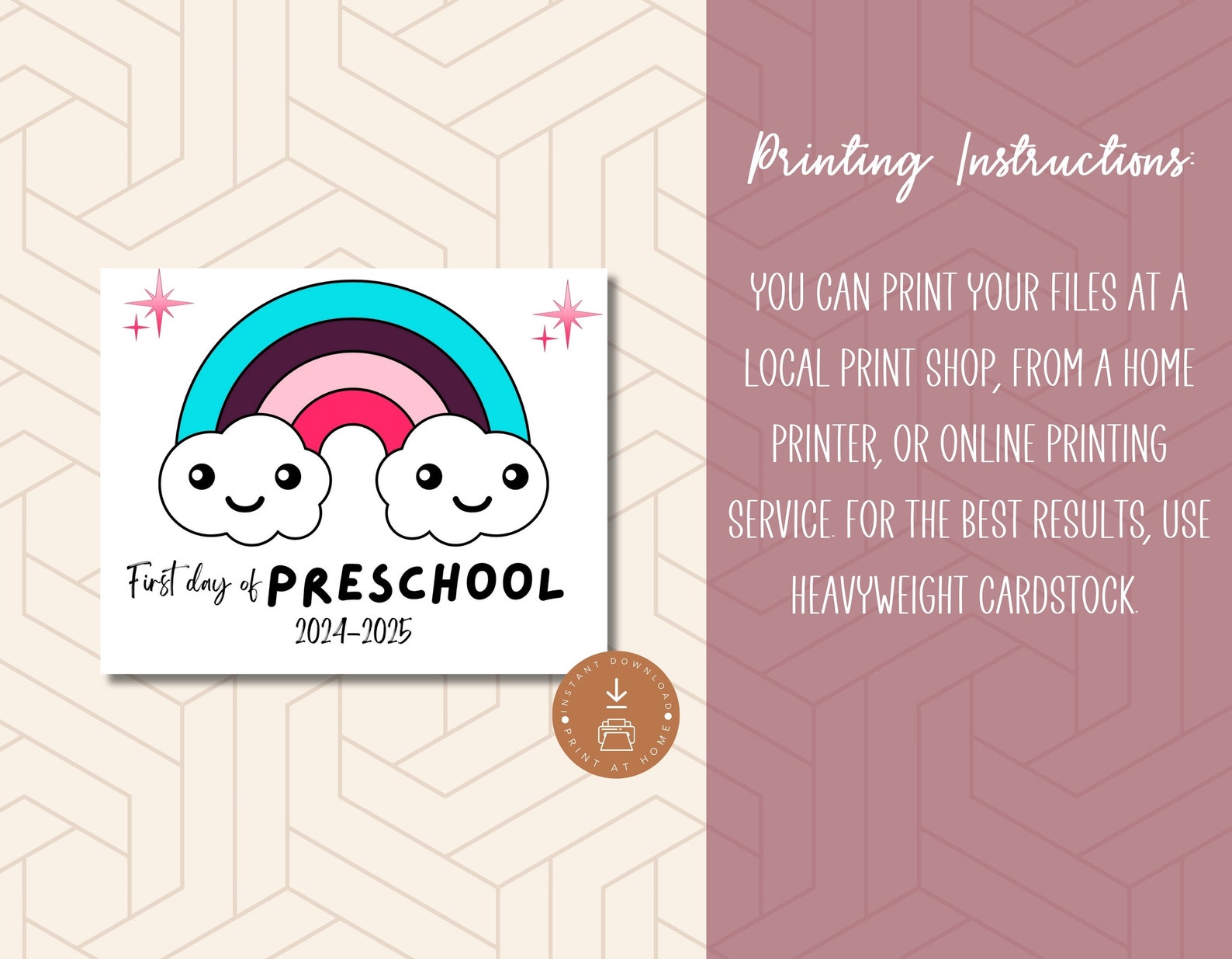 First Day of Preschool Printable Sign, Last Day of Preschool Sign Set ...