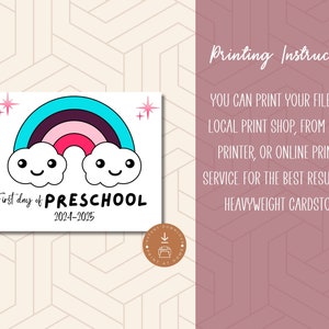 First Day of Preschool Printable Sign, Last Day of Preschool Sign Set ...