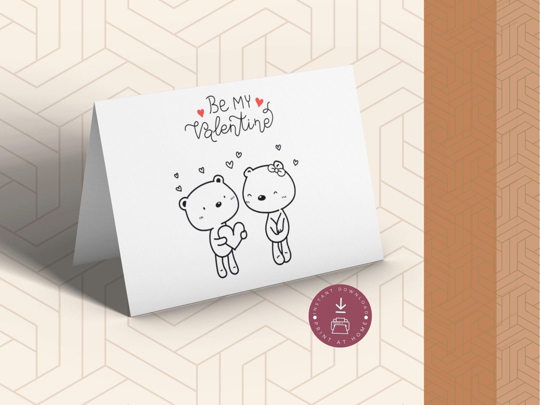 Be My Valentine's Card Printable, in Love Card, Happy Valentine's Day ...