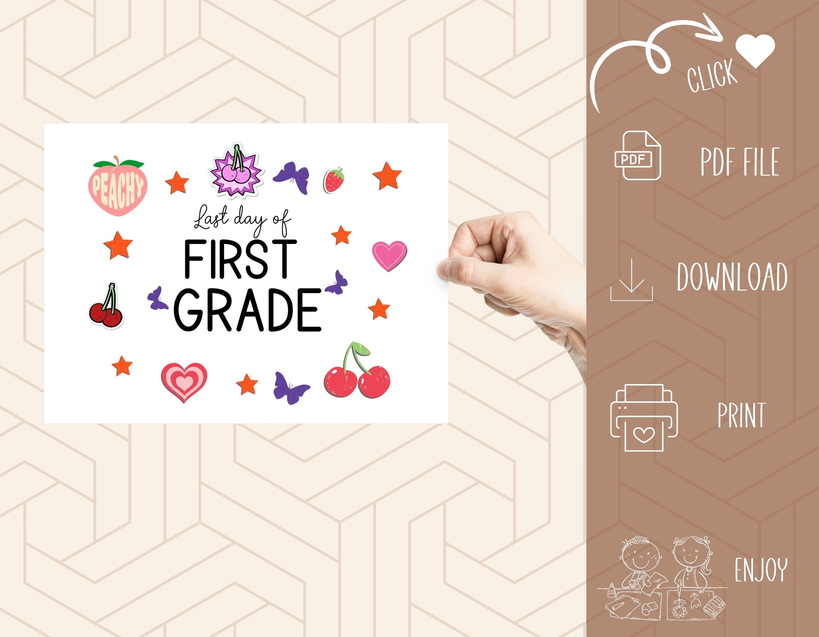 Last Day of First Grade Sign Printable, 1st Grade Poster 10 X 8 & 11 X ...