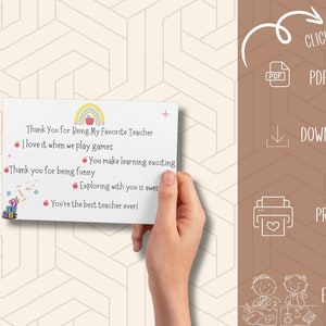 Teacher Thank You Card Printable, Favorite Teacher Appreciation Card ...