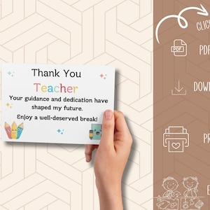 Thank You Teacher Card Printable, Teacher Appreciation Card ...