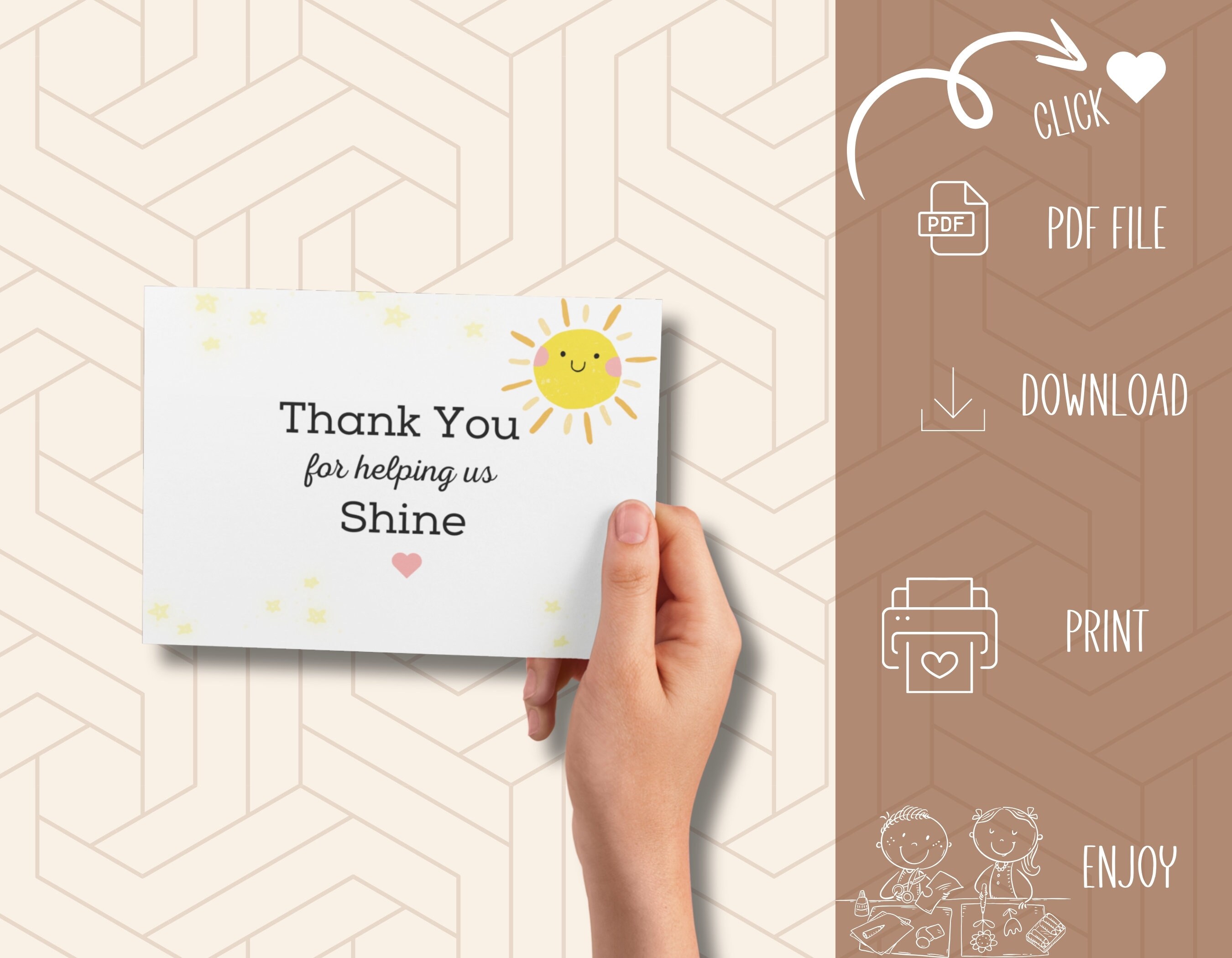 Teacher Thank You Card Printable Thank You for Helping Us Shine ...