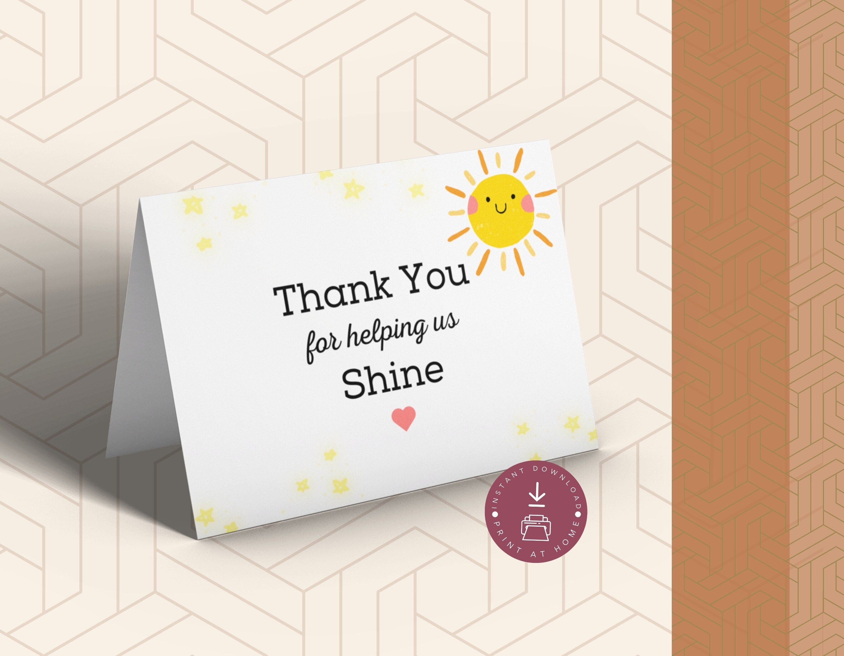 Teacher Thank You Card Printable Thank You for Helping Us Shine ...