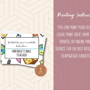 Teacher Thank You Card Printable, Elementary Teacher Card, TA Card, End ...