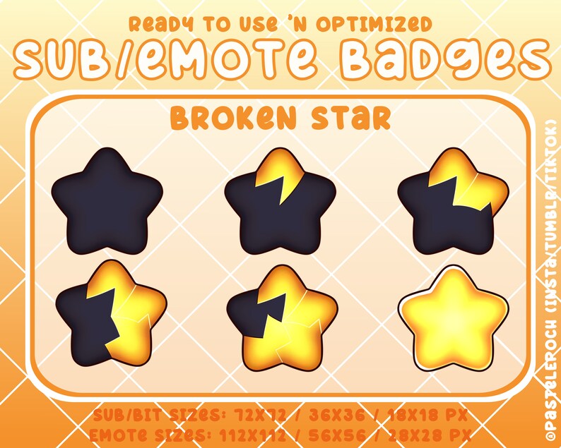 Cute Kawaii Broken Star Fragment Twitch SUB BIT EMOTE Badges - Etsy
