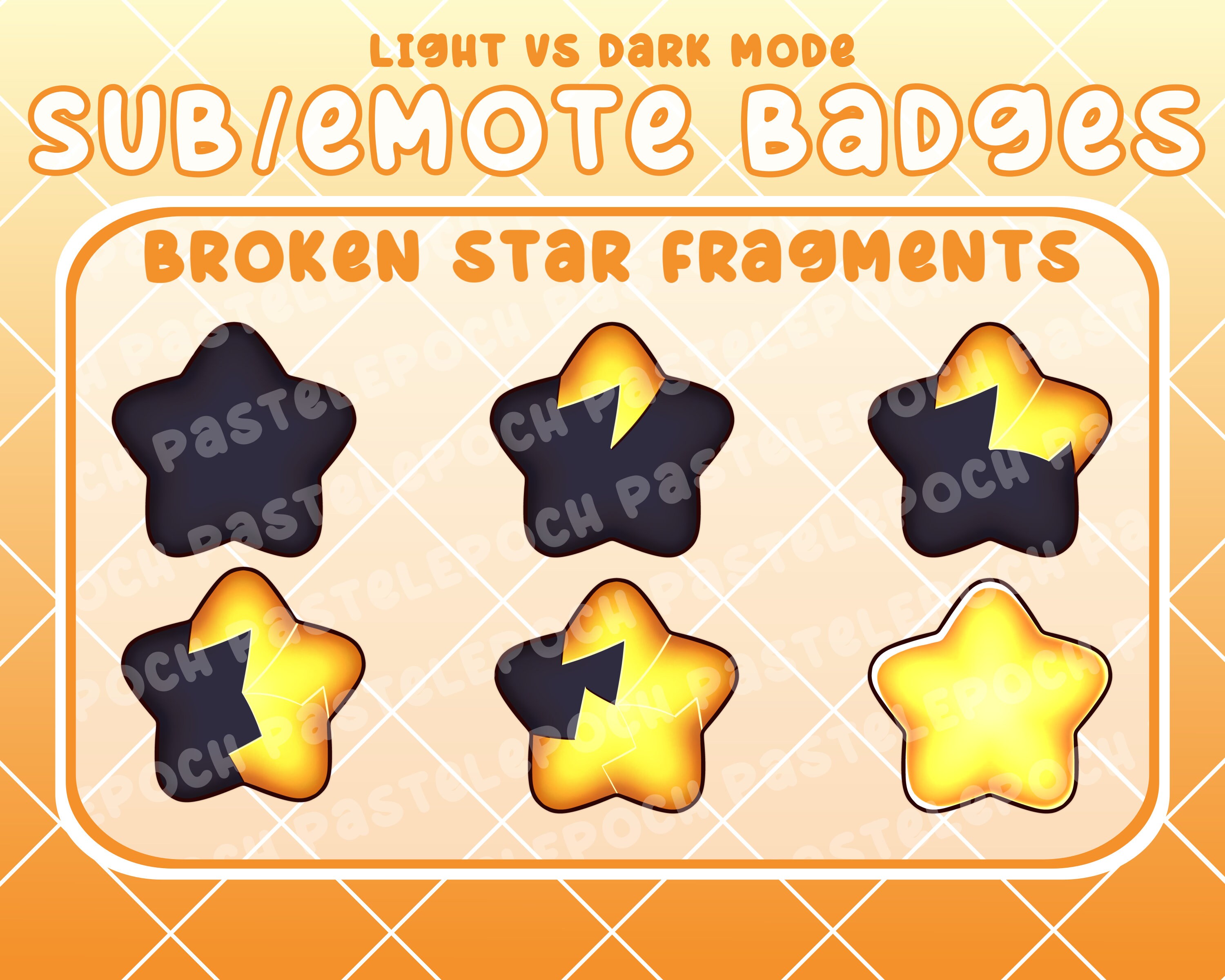 Cute Kawaii Broken Star Fragment Twitch SUB BIT EMOTE Badges Space ...