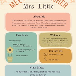 Meet the Teacher Canva Template, Easy to Edit - Etsy