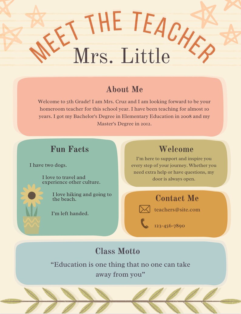 Meet the Teacher Canva Template, Easy to Edit - Etsy