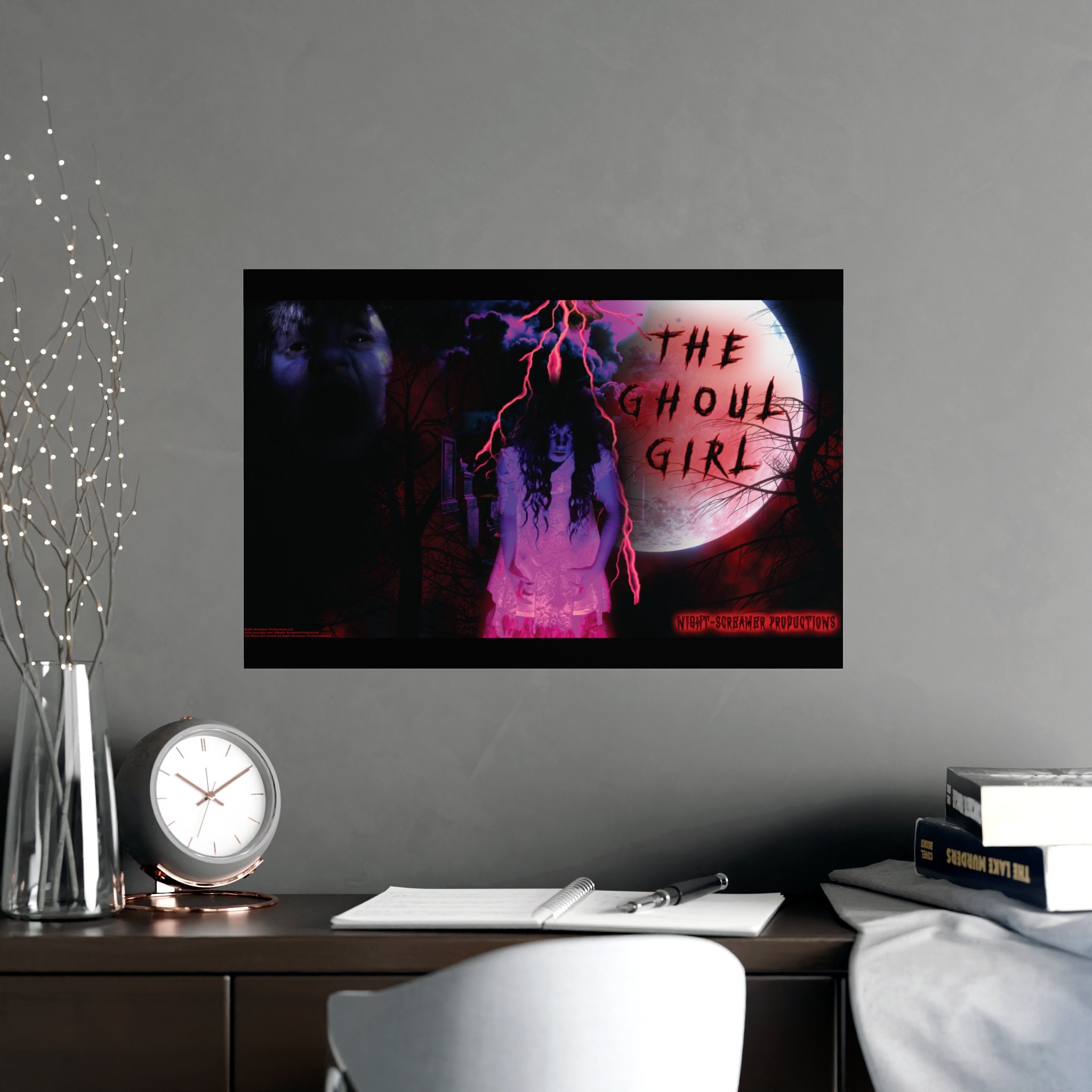Scary Ghoul Girl Full Moon Horizontal Matte Poster Wall Art, Decor - Etsy