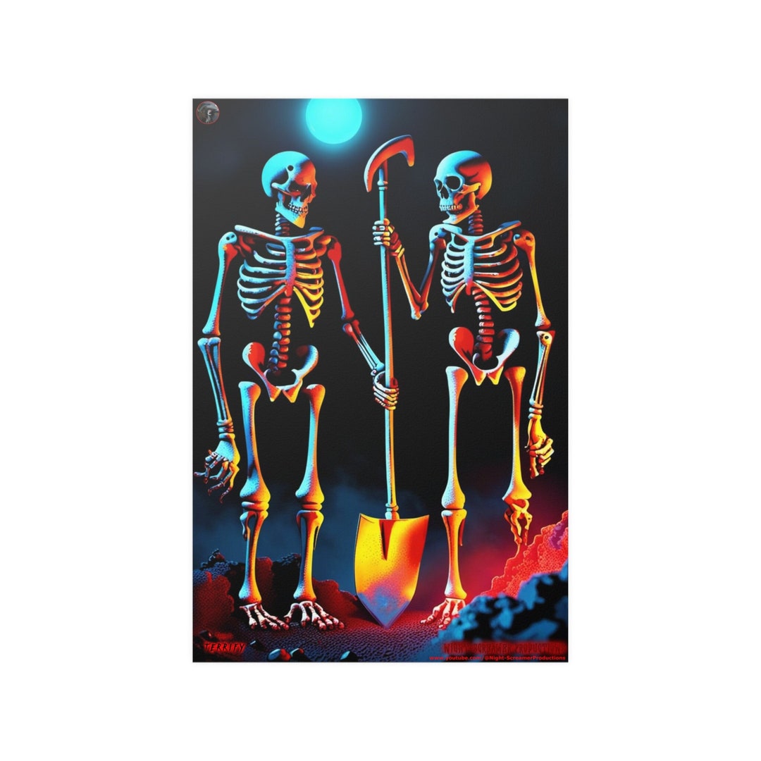 2 Scary Skeletons/1 Shovel Satin Posters (210gsm) Morbid Horror Wall ...