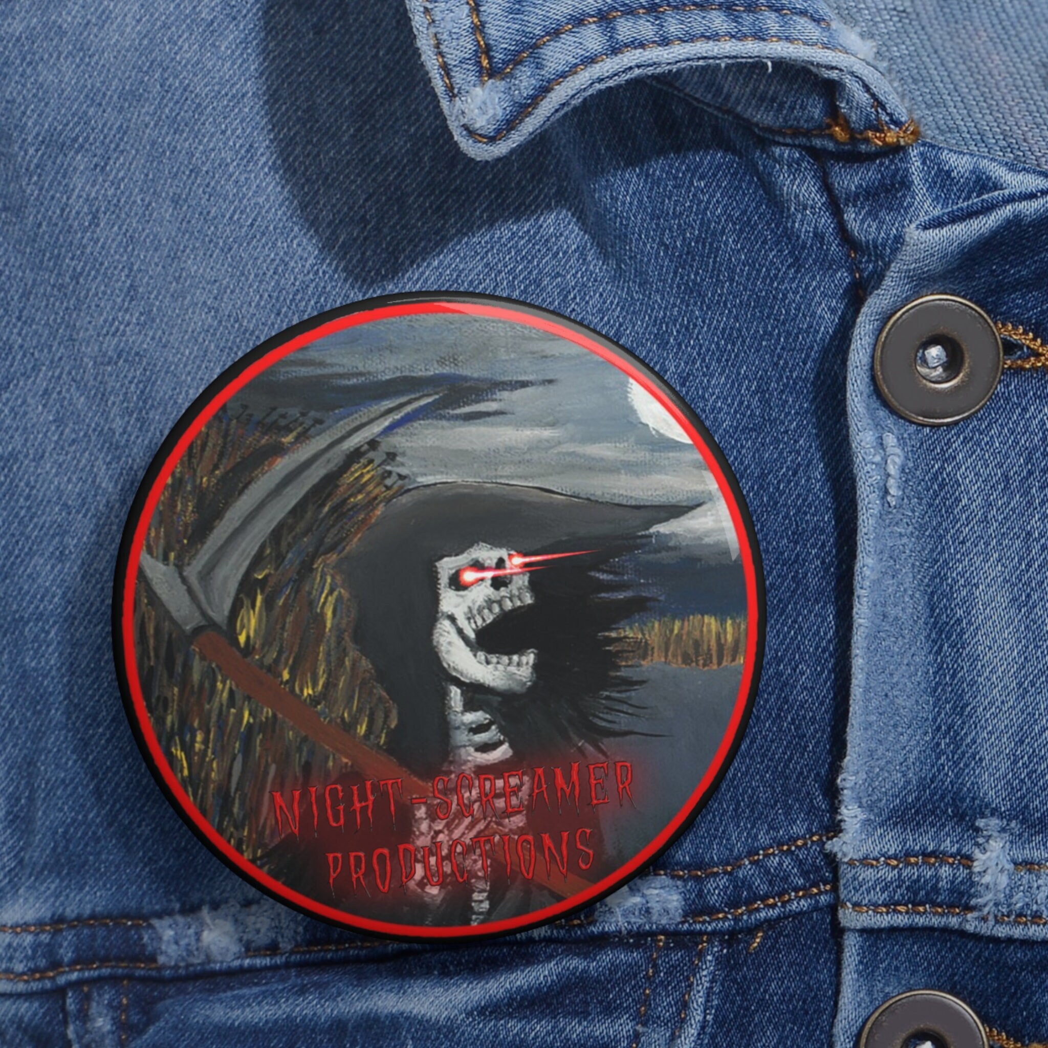 Night-screamer Productions LOGO Custom Pin Buttons, Round (1 & 10 Pcs ...