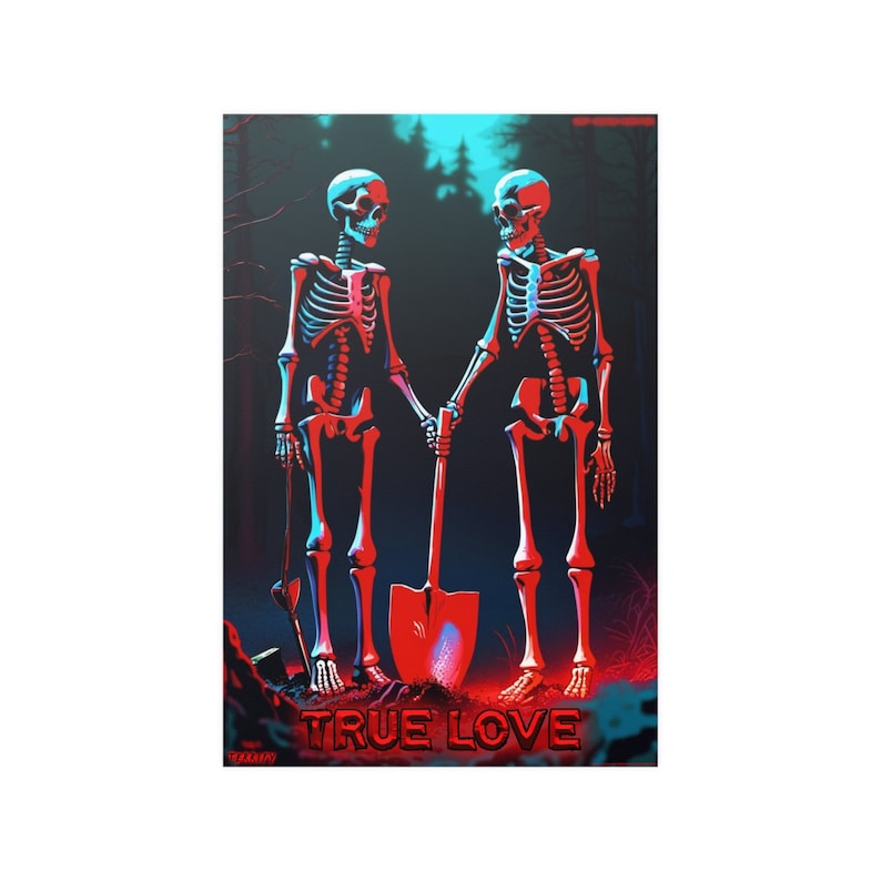 Scary TRUE LOVE Skeletons Satin Poster 210gsm Morbid Horror Wall Art ...