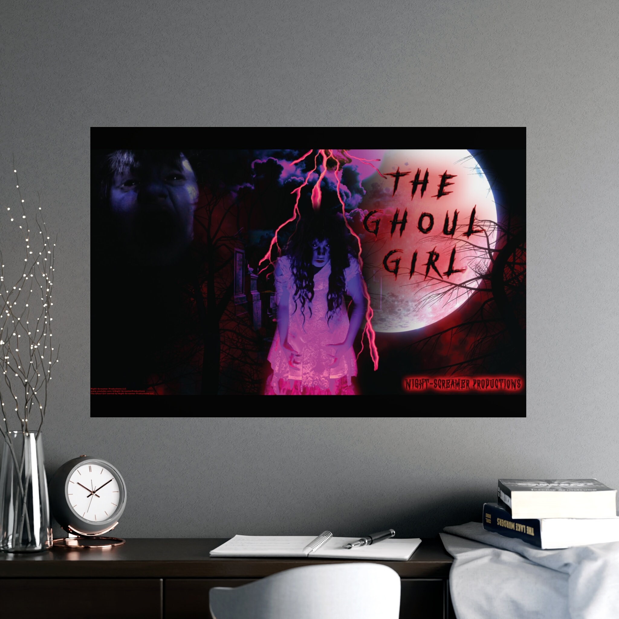 Scary Ghoul Girl Full Moon Horizontal Matte Poster Wall Art, Decor - Etsy