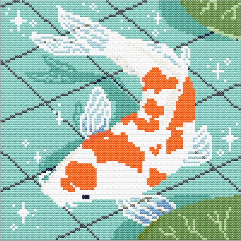 Koi Fish Summer Pond Cute Cross Stitch Pattern Digital Download - Etsy