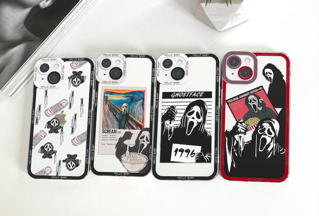 Black and White Ghost Face Spooky Scream Phone Case, Colored Halloween ...
