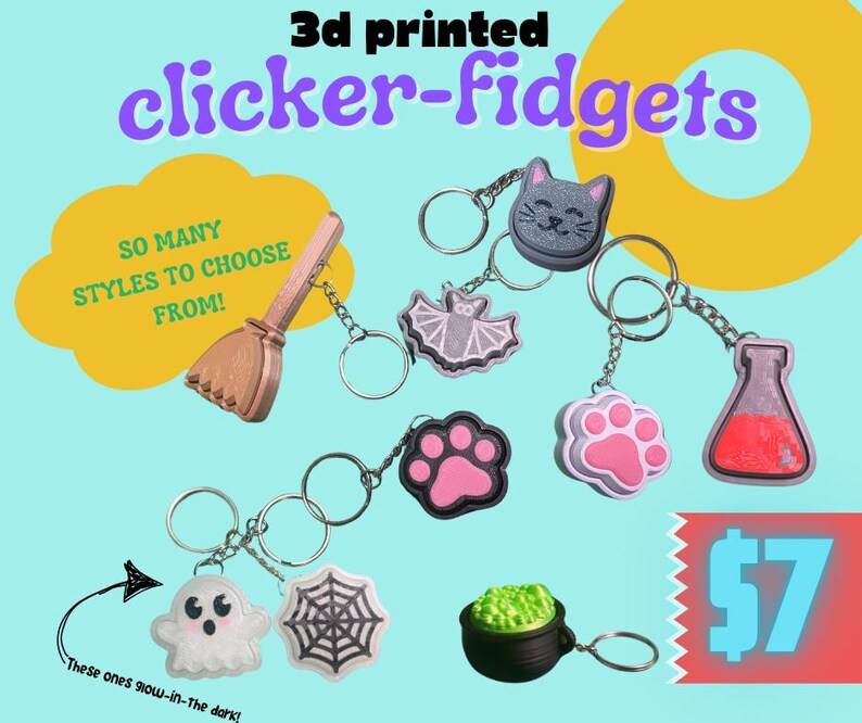 Clicky Fidget Keychains, 3d Printed - Etsy