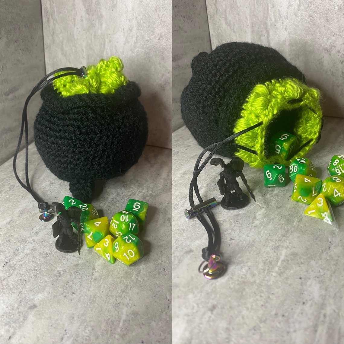 Crocheted Witch Cauldron Dice Bag With Mystery Dice - Etsy