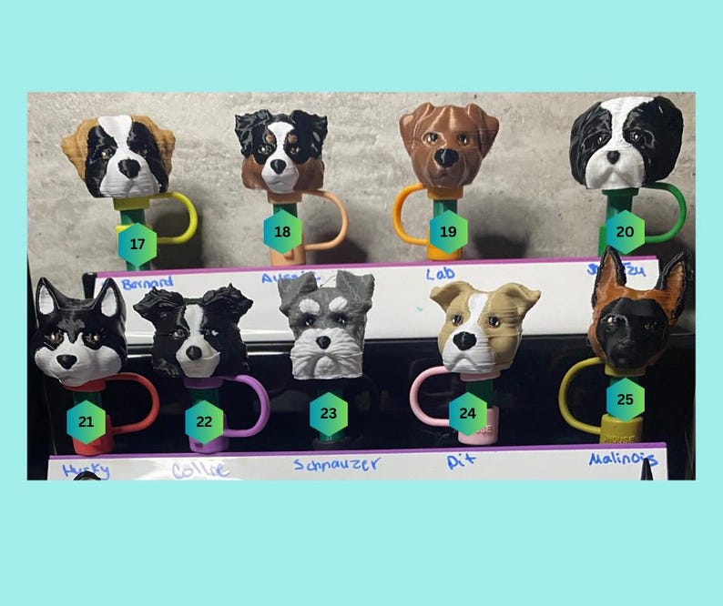 Dog and Cat Straw Toppers, 3d Printed - Etsy