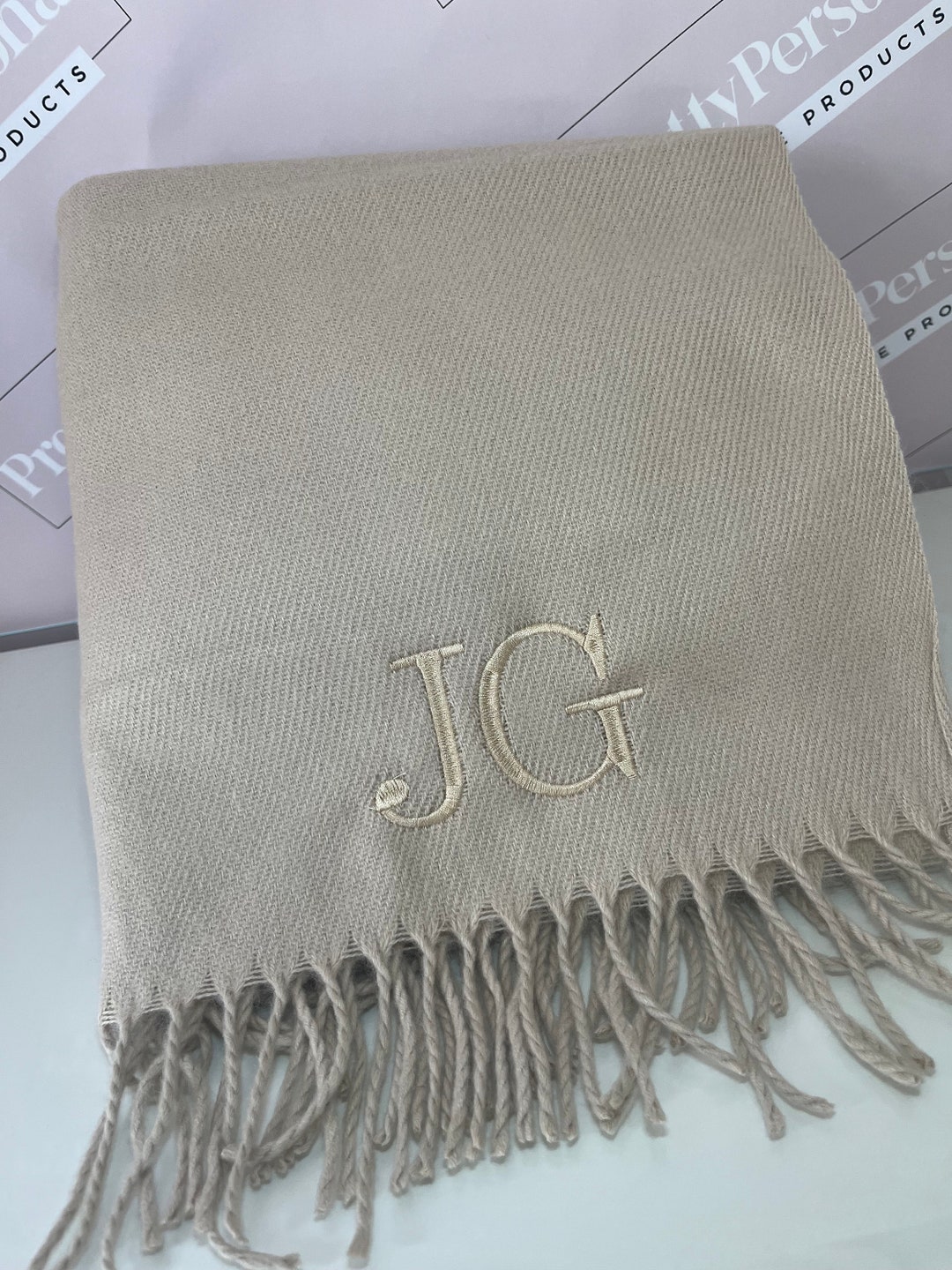 Personalised Embroidered Luxury Woven Scarf - Etsy UK