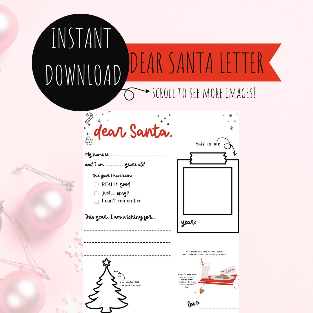 Dear Santa Letter Digital Download Letter to Santa Clause - Etsy