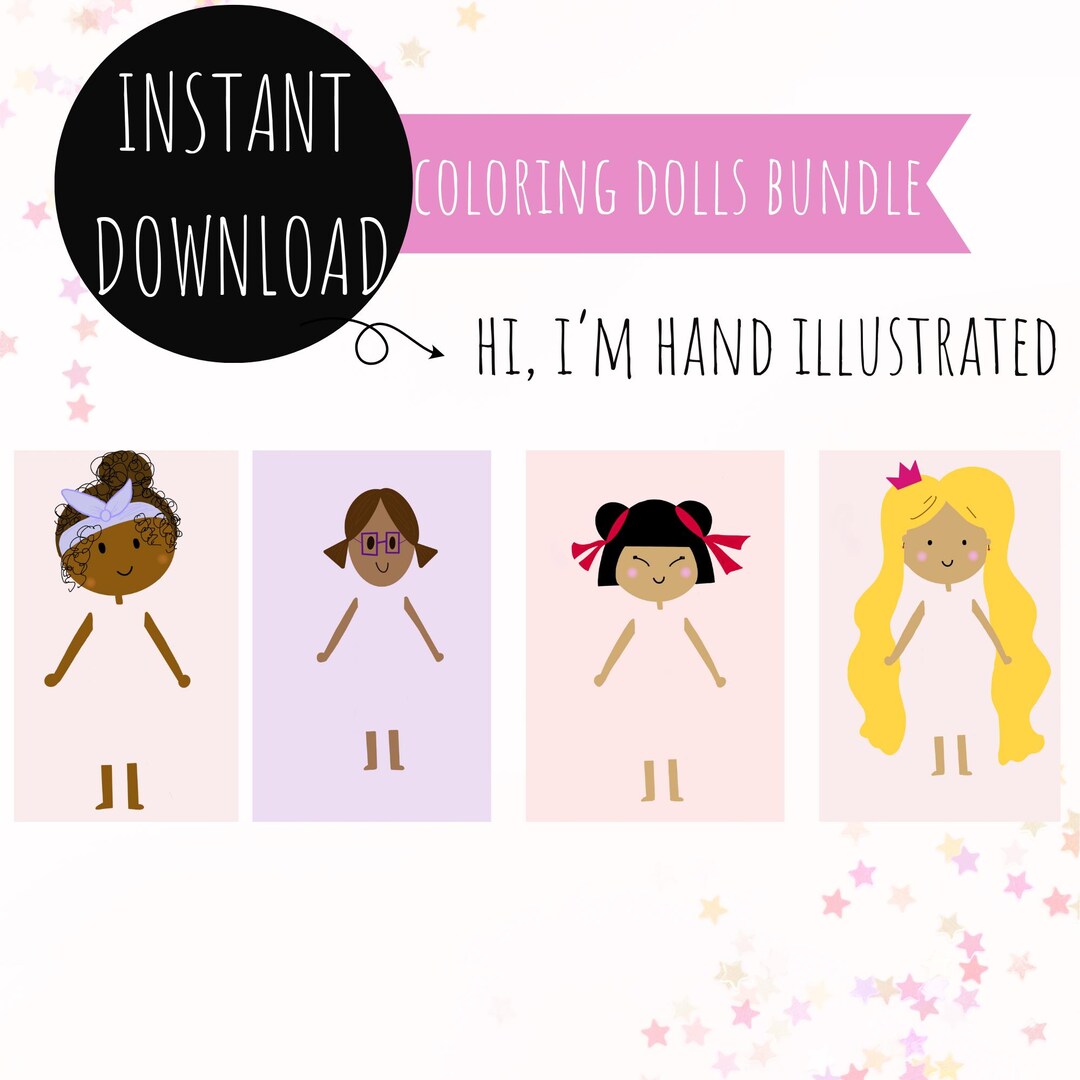 Printable Paper Dolls Bundle, Hand Illustrated, Customizable Dresses ...